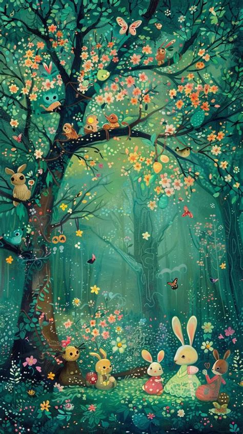 Whimsical Easter Bunny Phone Wallpaper