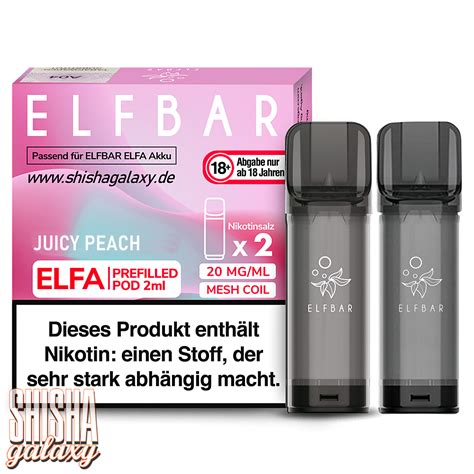 Elf Bar Elfa Juicy Peach Liquid Pod 2ml Nikotin 20mg 2er Pack Shishagalaxyde