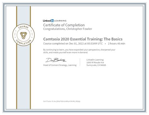Linkedin Learning Certificates C W Fowler