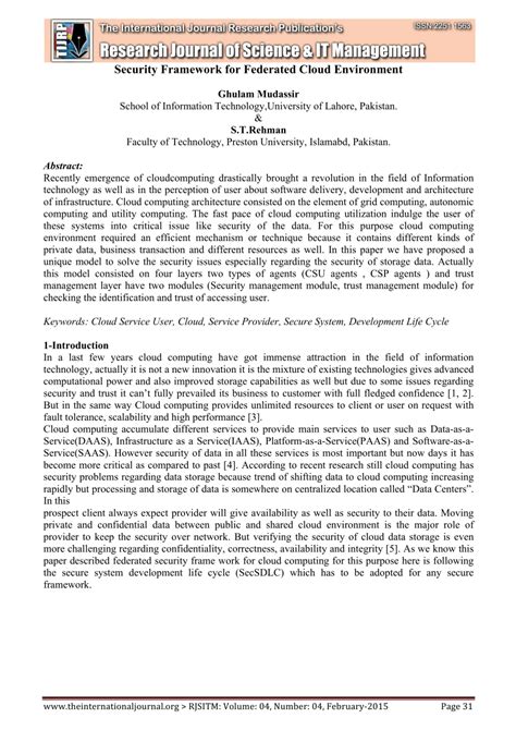 PDF Security Framework For Federated Cloud Environment