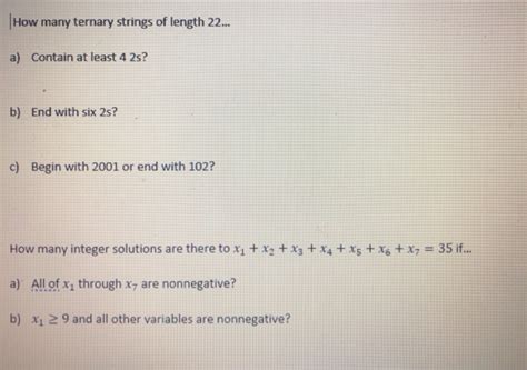 Solved How Many Ternary Strings Of Length 22 A Contain