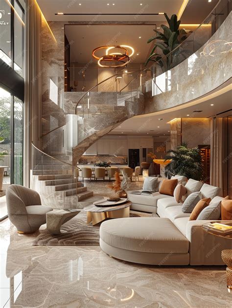 Modern Luxury Mansion Interior Design Premium Ai Generated Image