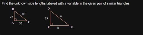 Solved Find The Unknown Side Lengths Labeled With A Variable