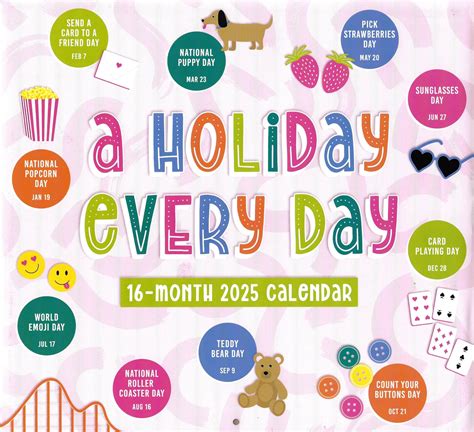 A Holiday Every Day 2025 Full Size Wall Calendar For