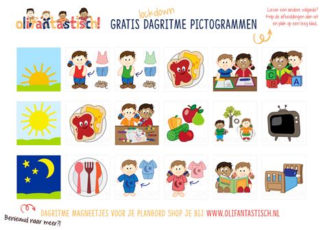 Gratis Dagritme Pictogrammen Voor Een Dagplanning Tijdens De Lockdown Peuter Kalender