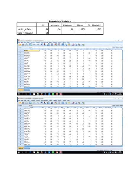 N Minimum Maximum Mean Std Deviation Hasil Mean 54 20 90 5556