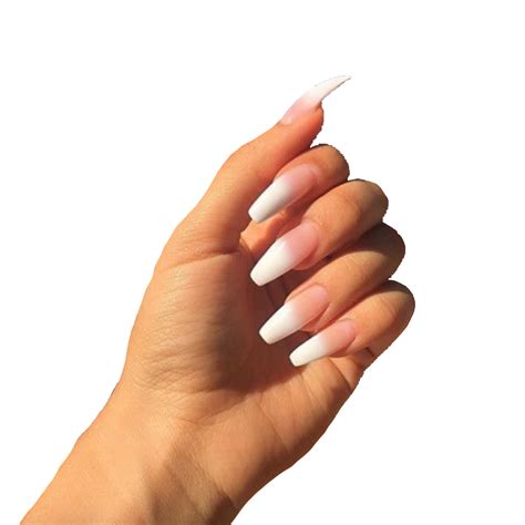 Stylish Long Acrylic Nails And Ombre Design Png File Png All