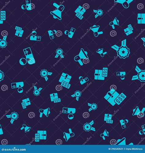 Set Buyer Stars Rating Megaphone And Item Price Tag With Dollar On Seamless Pattern Vector