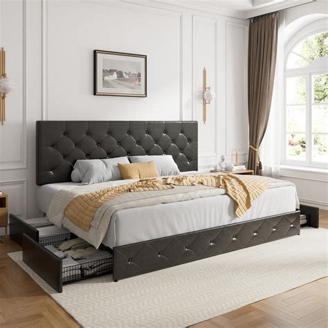 Sha Cerlin Upholstered King Platform Storage Bed Frame With