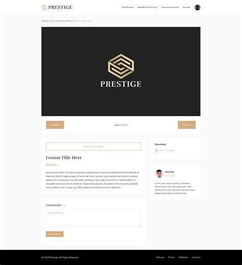 Prestige Product Theme Kajabi Templates