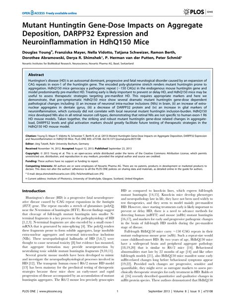 Pdf Mutant Huntingtin Gene Dose Impacts On Aggregate Deposition