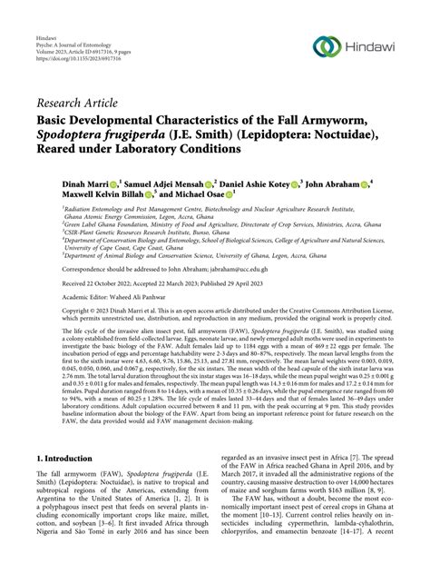 Pdf Basic Developmental Characteristics Of The Fall Armyworm