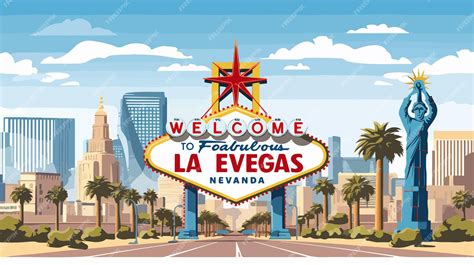 Vibrant Welcome To Fabulous Las Vegas Poster Cartoon Vector