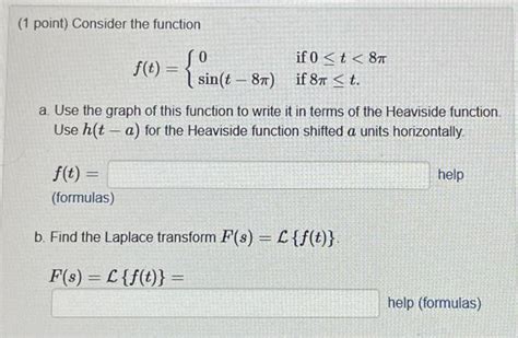 Solved 1 point Consider the function f t 0sin t8π if Chegg com