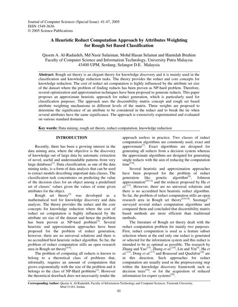 Pdf A Heuristic Reduct Computation Approach By Attributes Weighting