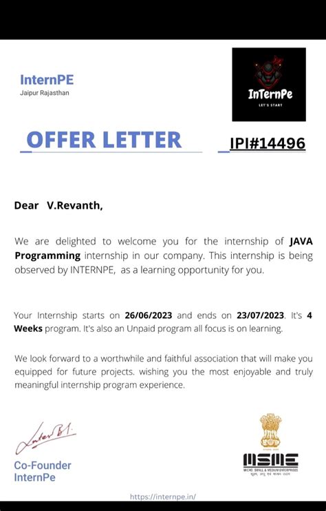 Revanth Vakadani On Linkedin Java Internship