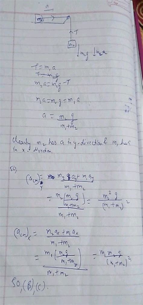 2 19 xand y components of acceleration of c m are a g ode as one to