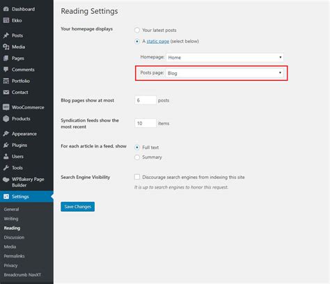 Set Up Blog Page Ekko Theme Documentation
