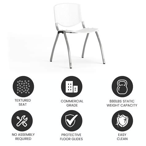 Emma Oliver Home And Office White Plastic Stack Chair With Perforated