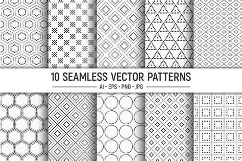 Seamless Dotted Geometric Vector Patterns