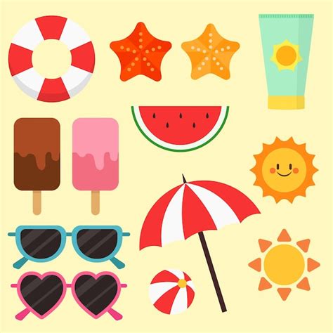Premium Vector Summer Beach Stuff Illustrations