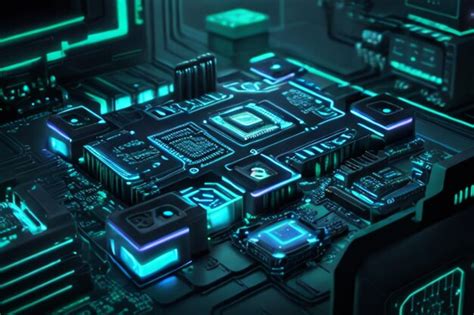 Premium Photo Futuristic Computer Chip Glows Blue In Abstract Circuit