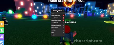 Legends Of Speed Auto Hatch Eggs Auto Rebirth Auto Collect Orbs Scripts RbxScript