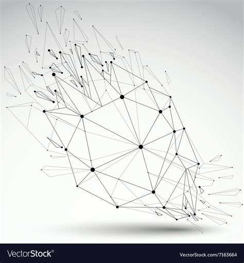 Abstract Low Poly Wrecked Grayscale Object Vector Image