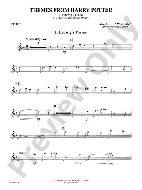 Flute Sheet Music Hedwigs Theme