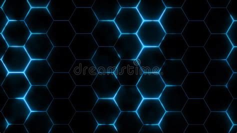 3d Rendering Of Abstract Futuristic Hexagonal Mesh With Light Effects Stock Illustration
