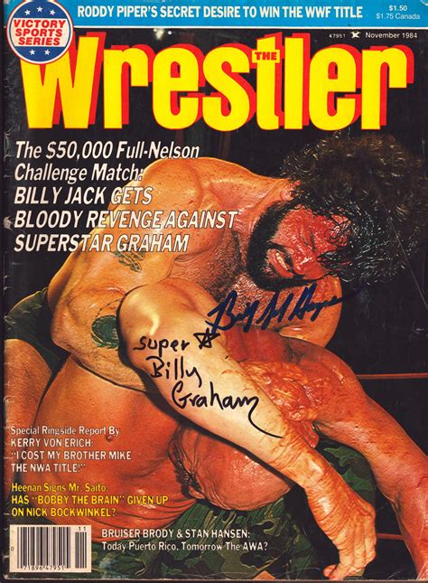 Billy Jack Haynes And Billy Graham Dual Signed The Wrestler Magazine Nov