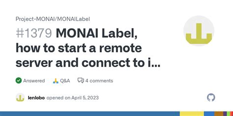 monai label how to start a remote server and connect to it via a