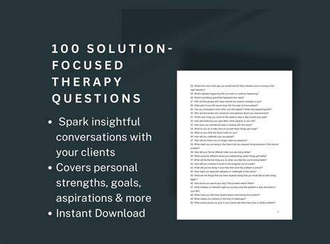100 Solution Focused Therapy Questions Therapist Guide Digital Download Etsy