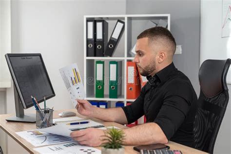 Business Man Analysys Financial Report Chart Data In Office Stock Image