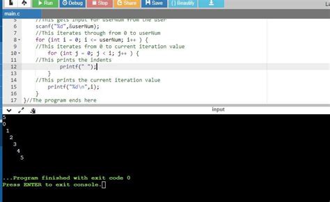 In C Language Print Numbers 0 1 2 Usernum As Shown With Each Number Indented By That