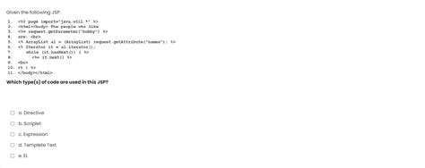 Solved Given The Following Jsp 1 2