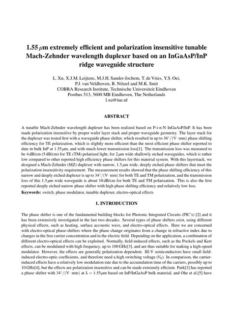 Pdf 155 μm Extremely Efficient And Polarization Insensitive Tunable