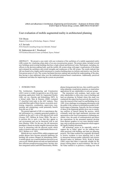 pdf user evaluation of mobile augmented reality in architectural planning