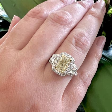 18k Gold Fancy Yellow Cushion Cut Diamond Ring M Pope And Co