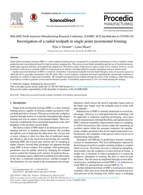 Pdf Investigation Of A Radial Toolpath In Single Point Incremental