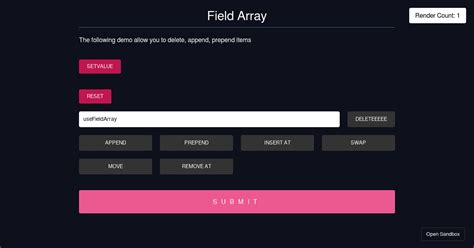 React Hook Form UseFieldArray SetValue Forked Codesandbox