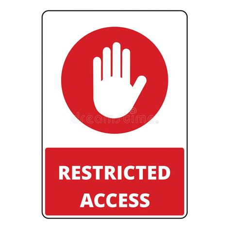 Restricted Access With A White Hand In A Red Circle Banner On A White Background Stock Vector