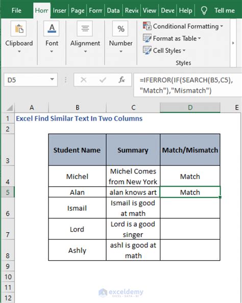 Excel Find Similar Text In Two Columns Ways ExcelDemy