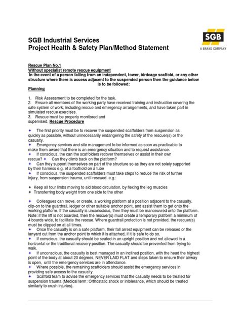 Scaffolding Erection Rescue Plan Sample Pdf Emergency Scaffolding