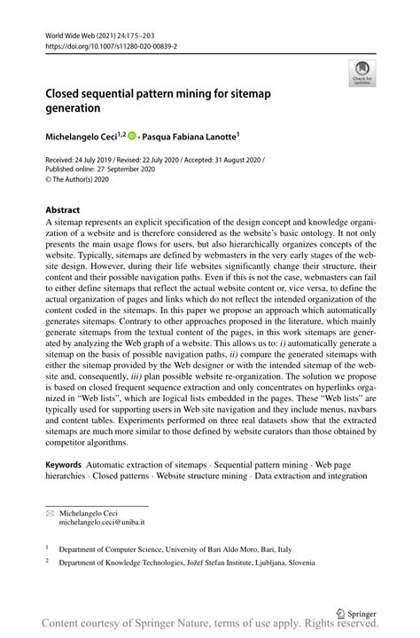 Pdf Closed Sequential Pattern Mining For Sitemap Generation