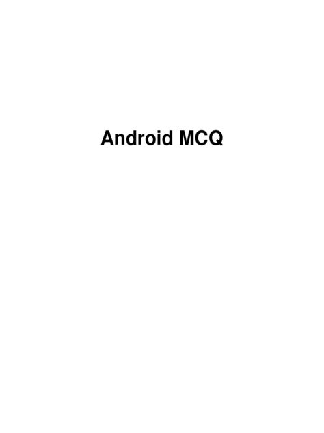 Android Mcq Pdf Android Operating System Application