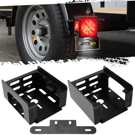 Partsam 1 Set Square Black Trailer Tail Light Mounting Box Left Right