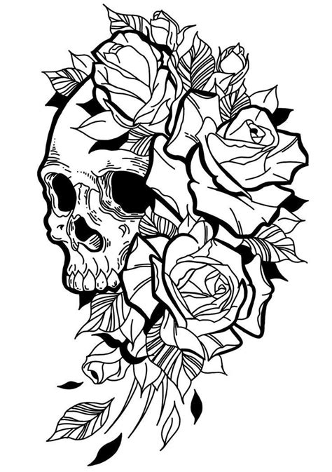 Skull And Rose Tattoo Stencil Designs Bold Art For Body Expression
