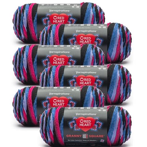 Red Heart™ Granny Square 250g 6 Pack Black Hyper Violet