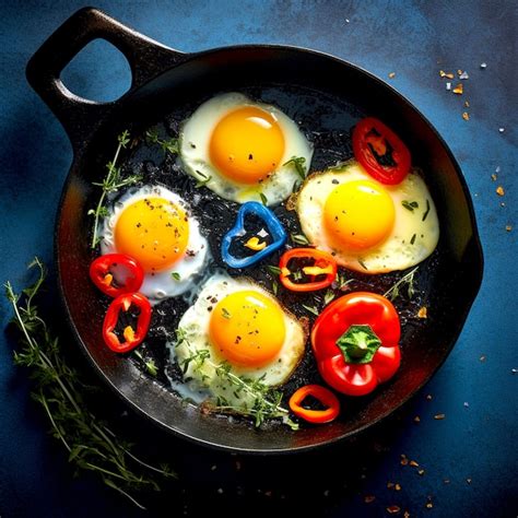 Premium Ai Image Four Delicious Omelets On A Black Saucepan